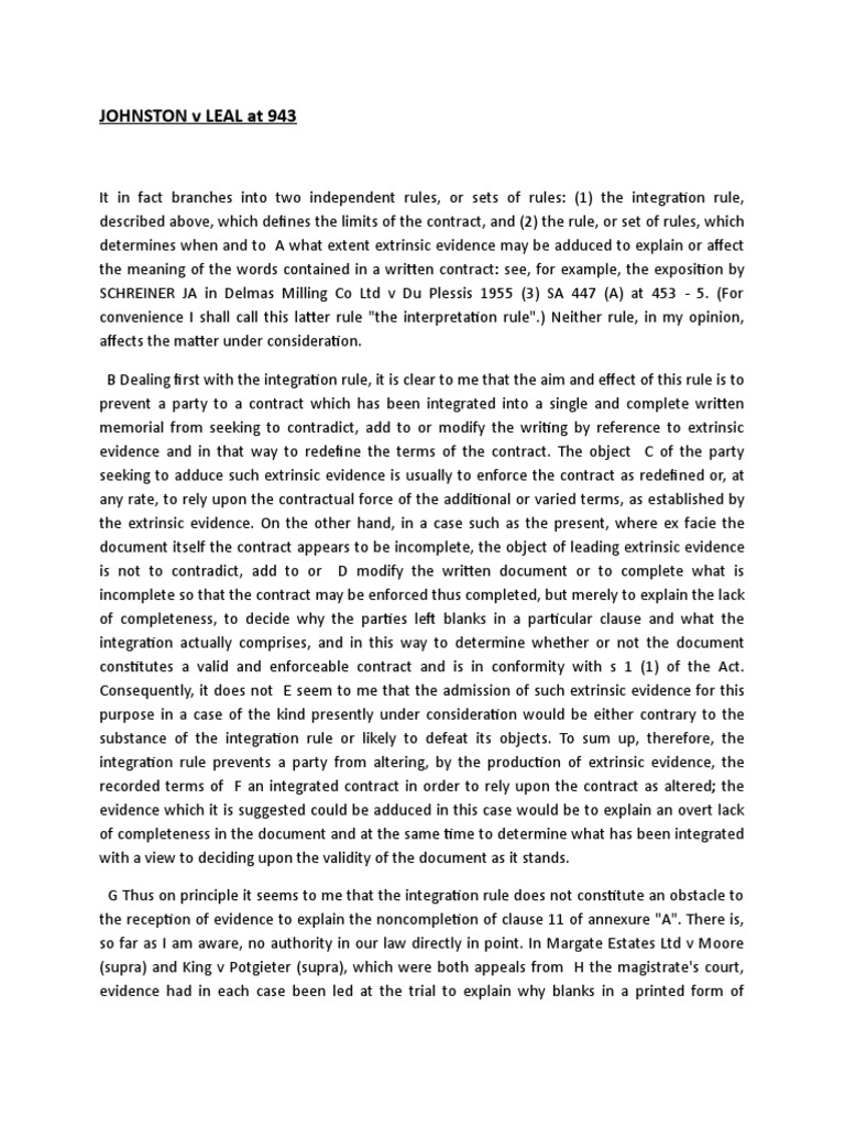 JOHNSTON V LEAL at 943 | Download Free PDF | Evidence | Government