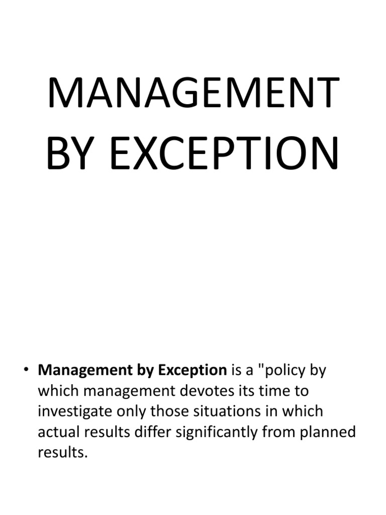 Management by Exception | PDF | Decision Making | Economies