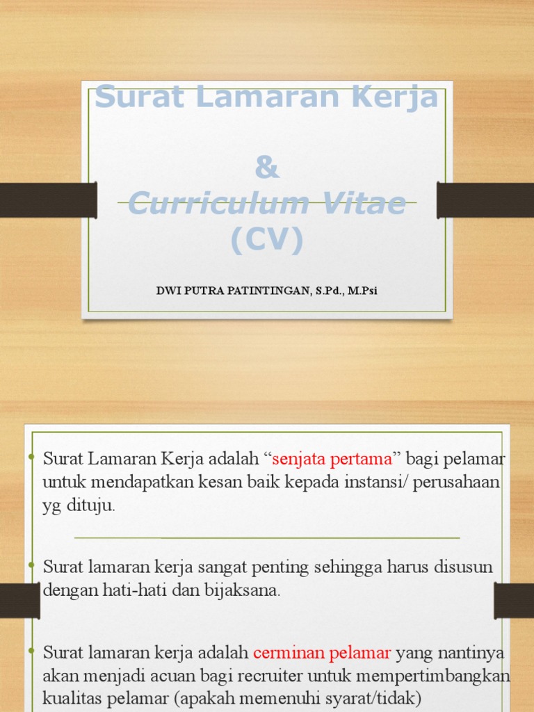 Surat Lamaran Dan CV Pptx | PDF