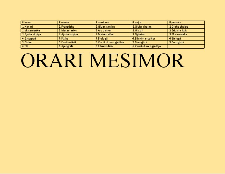 Orari Mesimor Viti 2022 2023 | PDF