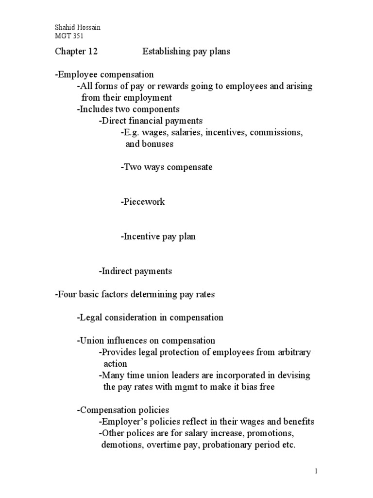Chapter 12 Establishing pay plans | PDF