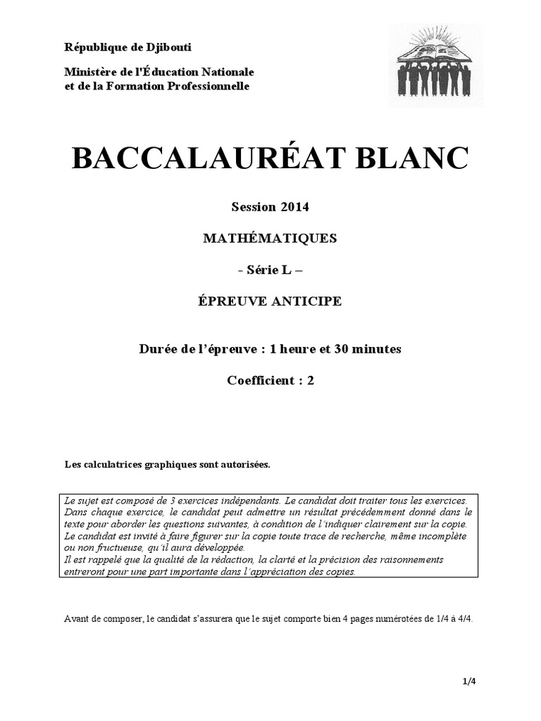 Bac Blanc 1re L Maths Info | PDF