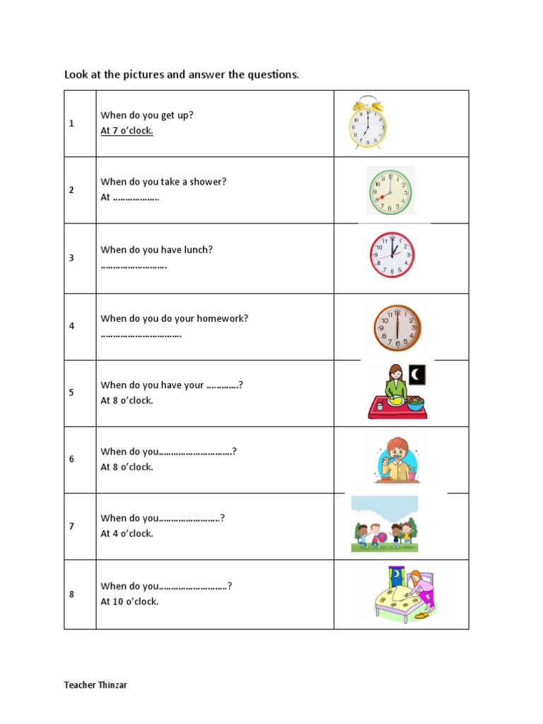 Look at The Pictures and Answer The Questions | PDF