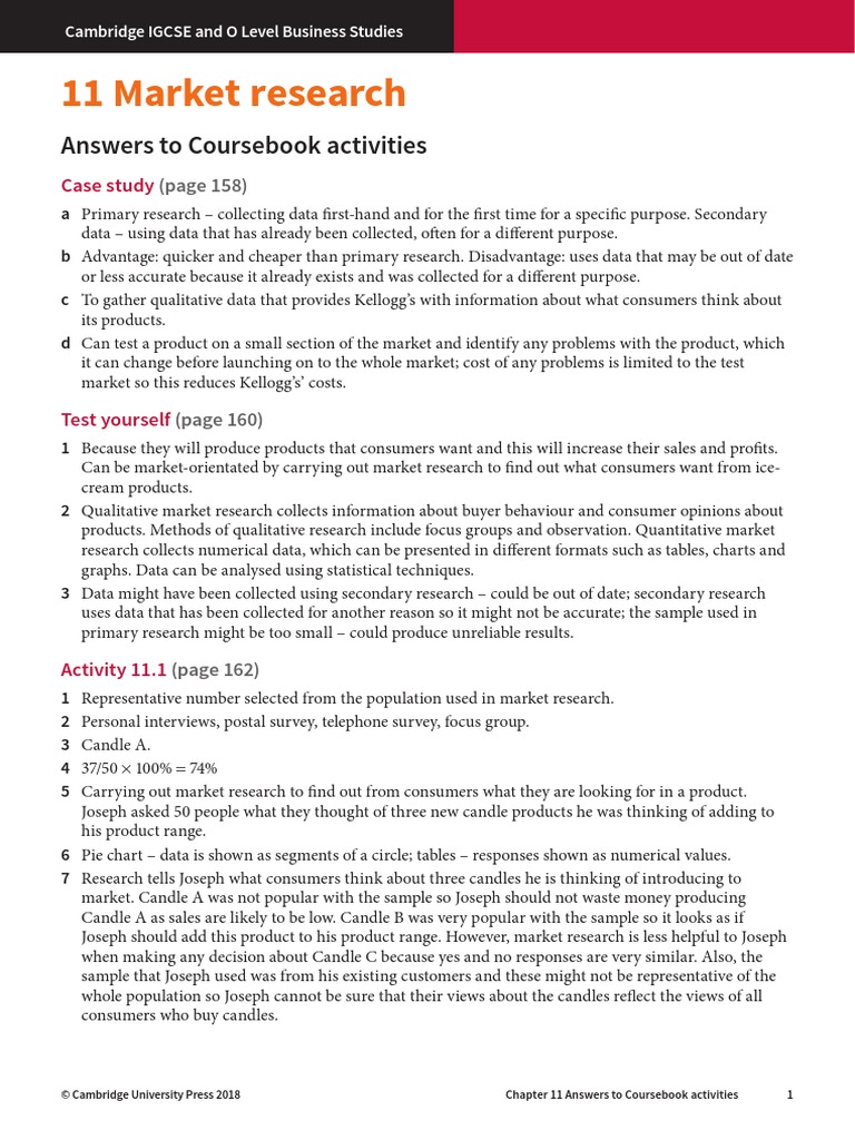 IGCSE-OL - Bus - CH - 11 - Answers To CB Activities | PDF