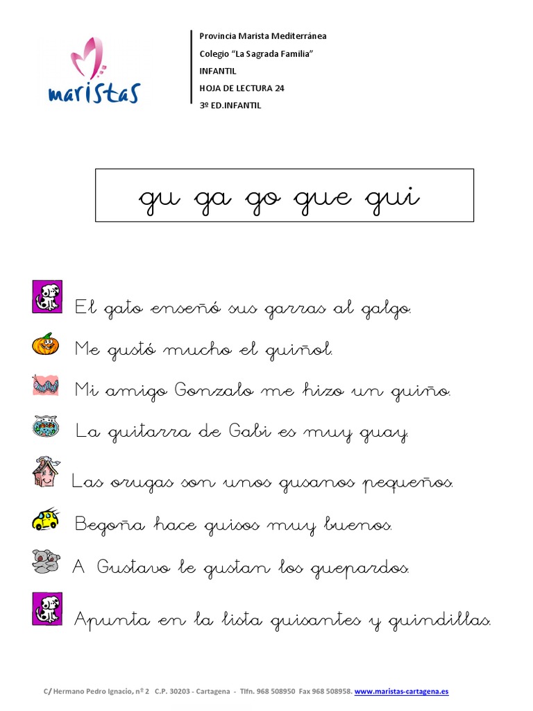 Oraciones con gue y gui para niños | PDF
