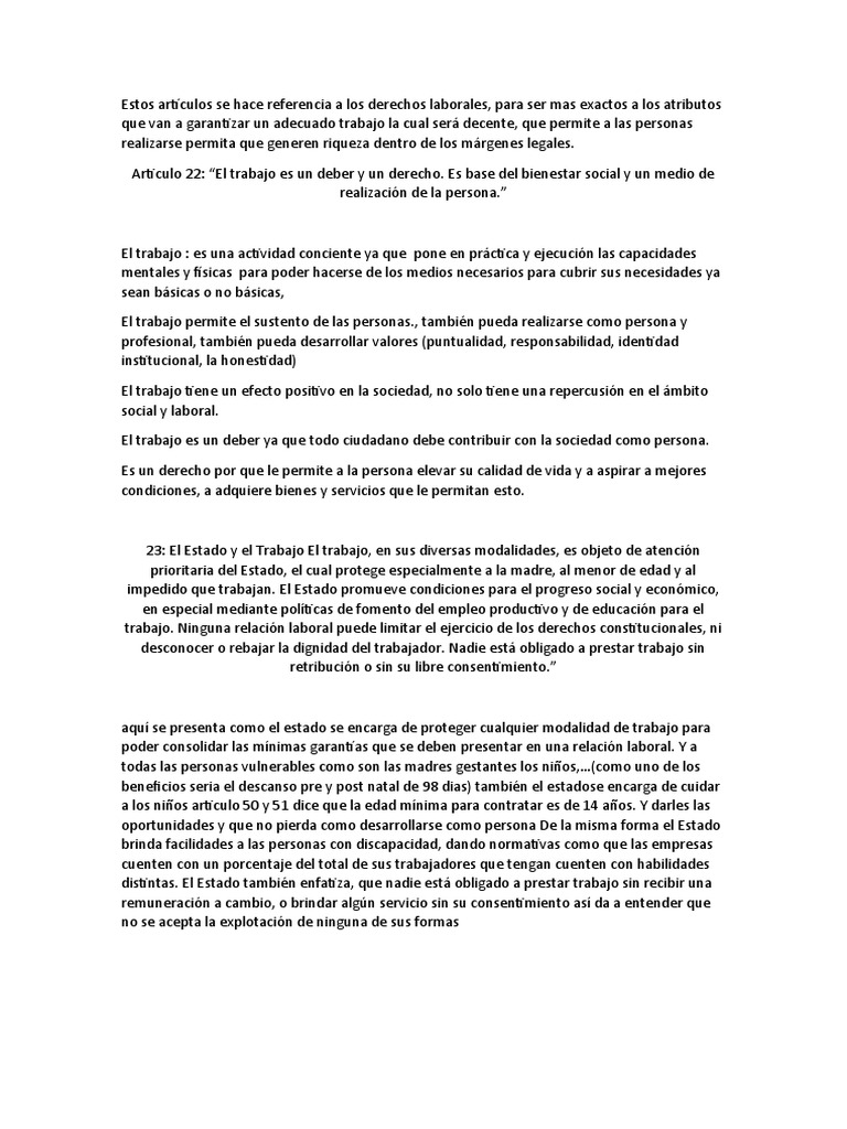 Interpretaciones Del Los Articulo 22.-29 Constitucion Politica Del Peru ...