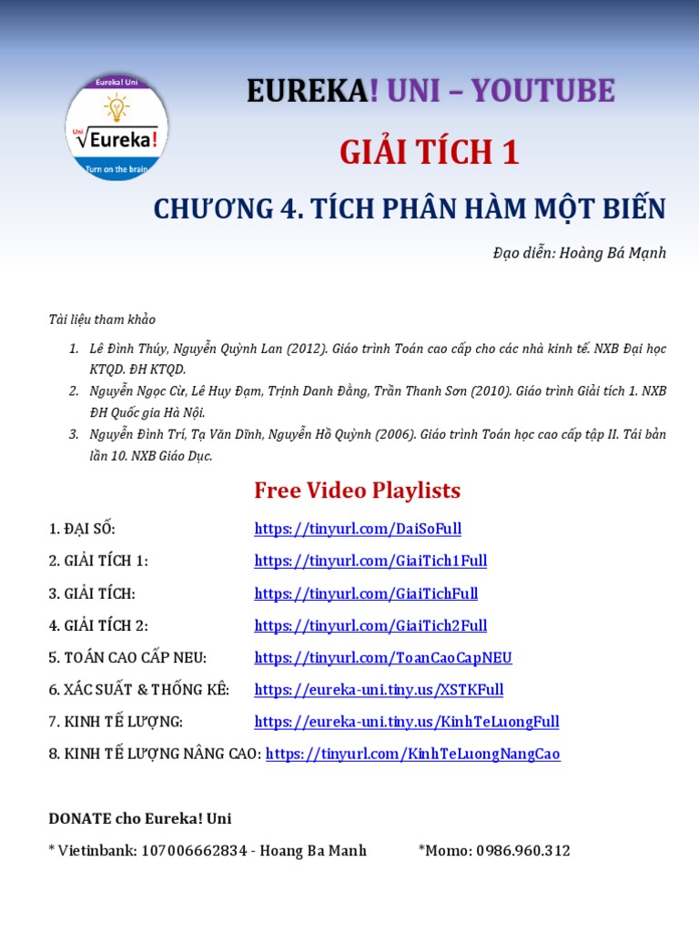 Eureka Uni - Giải Tích 1 Ch4 Tổng Hợp Khảo Sát Sự Hội Tụ - Phân Kì Của TPSR | PDF