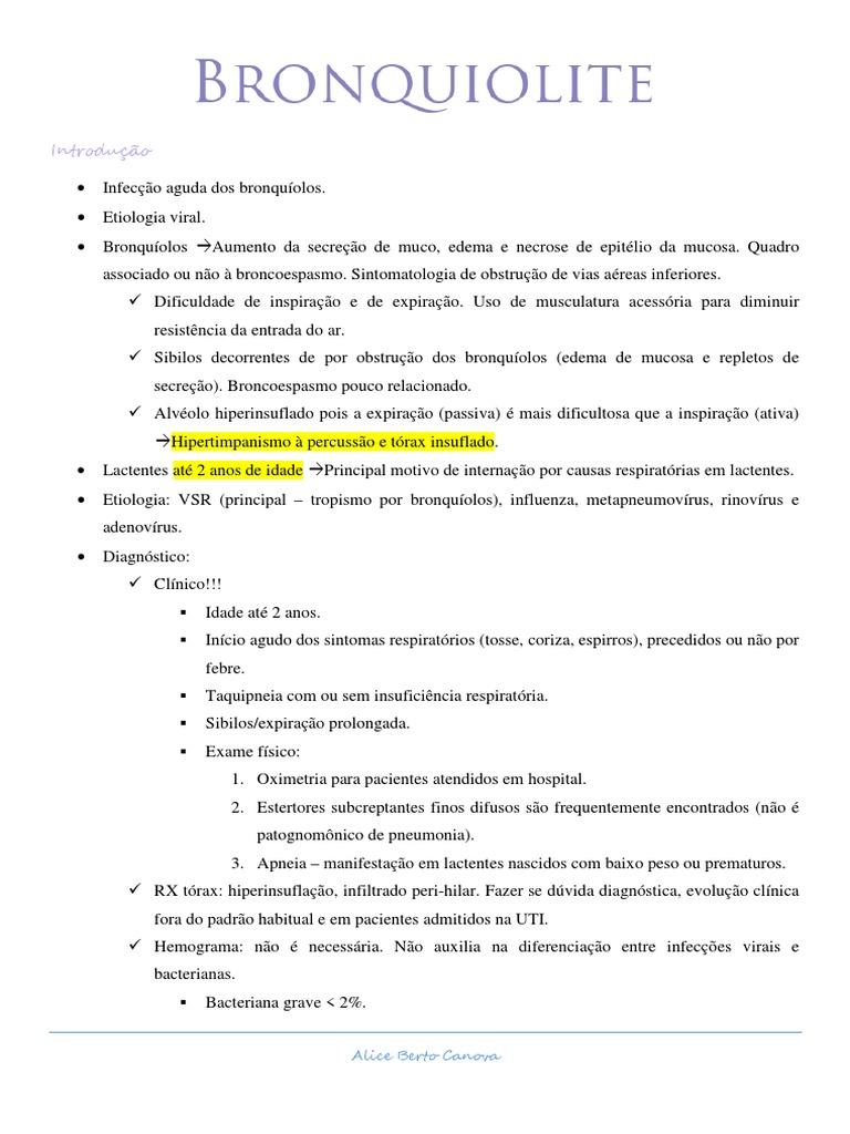 Sintomas e Tratamento da Bronquiolite | PDF