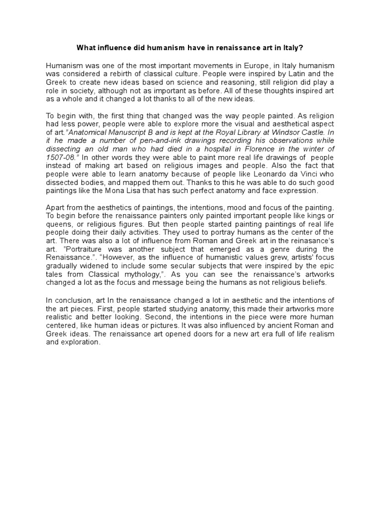 Summative Essay | PDF | Renaissance | Renaissance Art