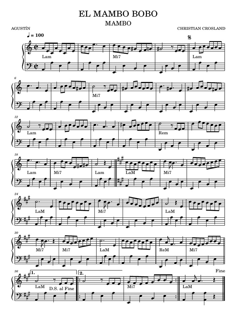 Mambo Sheet Music by Christian Crosland | PDF