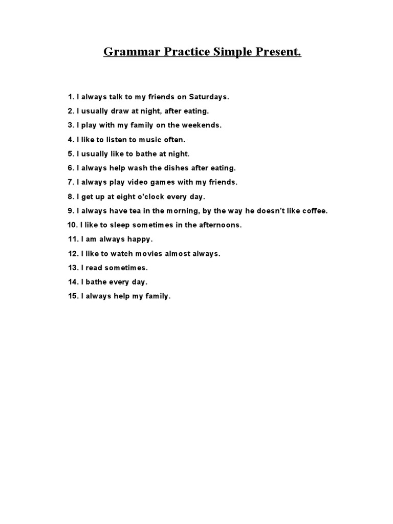 Grammar Practice Simple Present | PDF Grammar Practice Simple Present | PDF