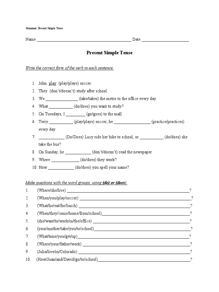 Present Simple Activity2 Pdf