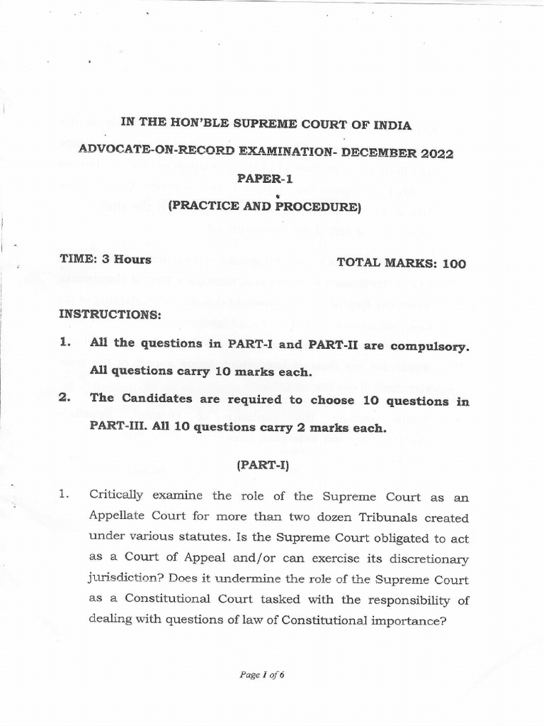 AOR Exam Paper 2022 | PDF