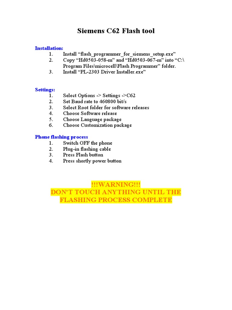 C62 Flashing Guide | PDF