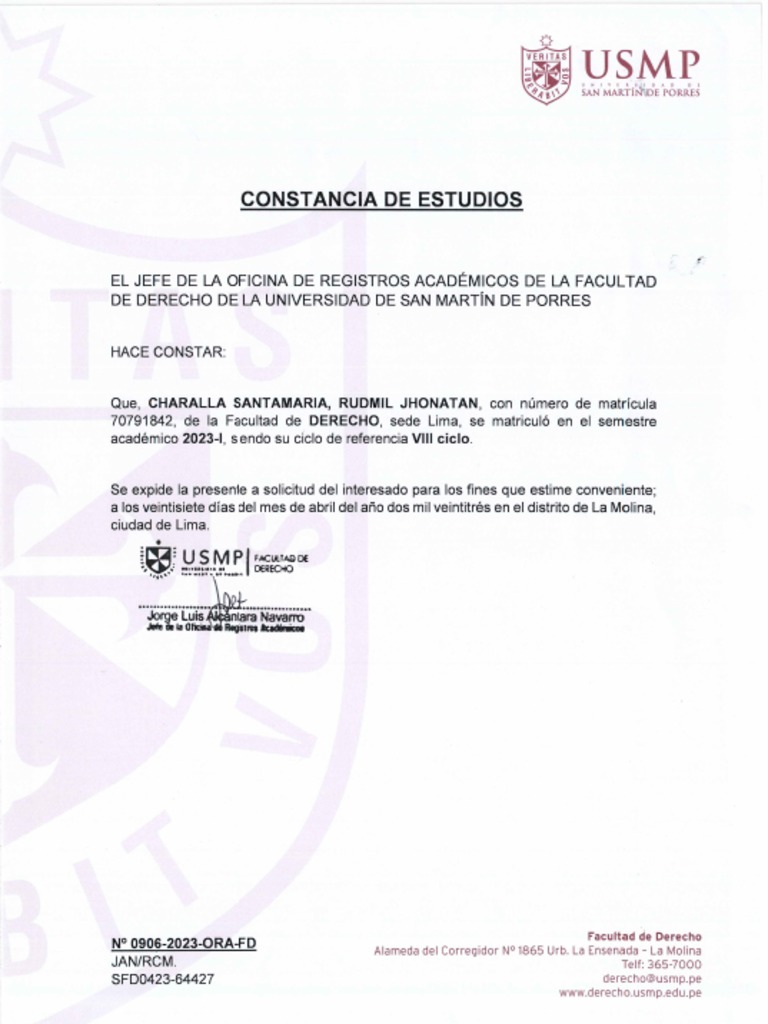 Constancia de Estudios | PDF