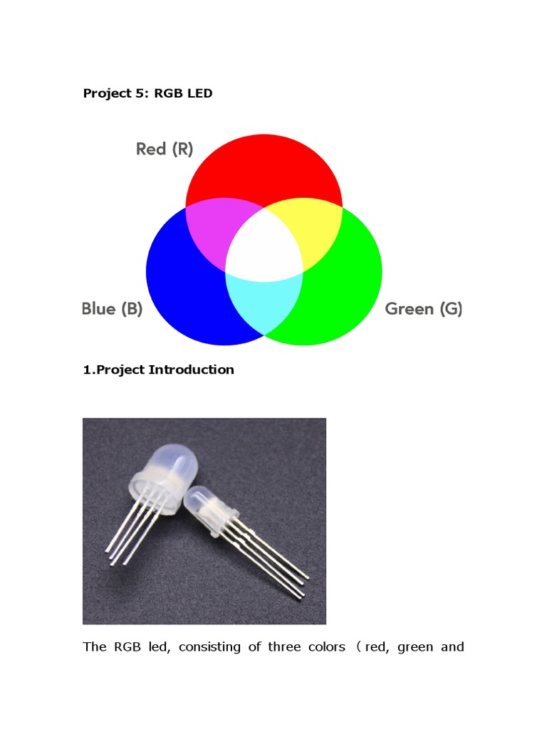 Project 5 RGB LED | PDF | Rgb Color Model | Light Emitting Diode