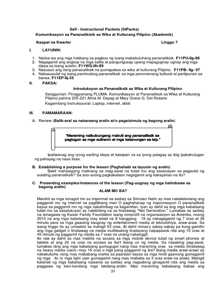 q4 Filipino 11 Week 7 | PDF