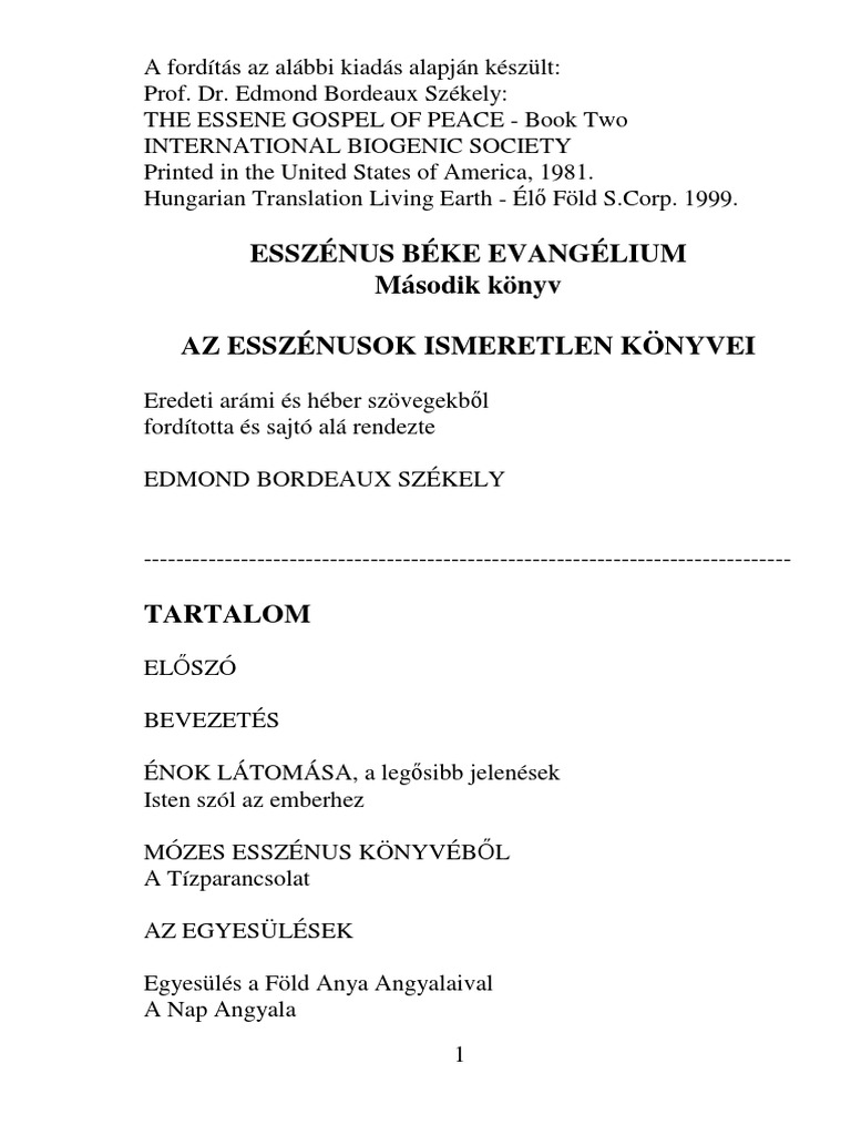 Esszenus Beke Evangelium Masodik Konyv | PDF