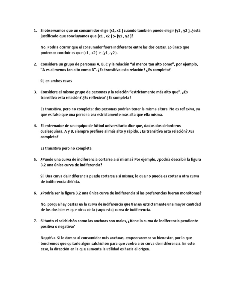 Tarea LAS PREFERENCIAS MICRO I | PDF | Microeconomía | Ciencias económicas