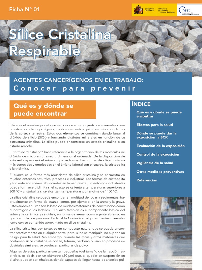 Fichas Nº1 Sílice Cristalina Respirable - Año 2021 | Descargar gratis ...