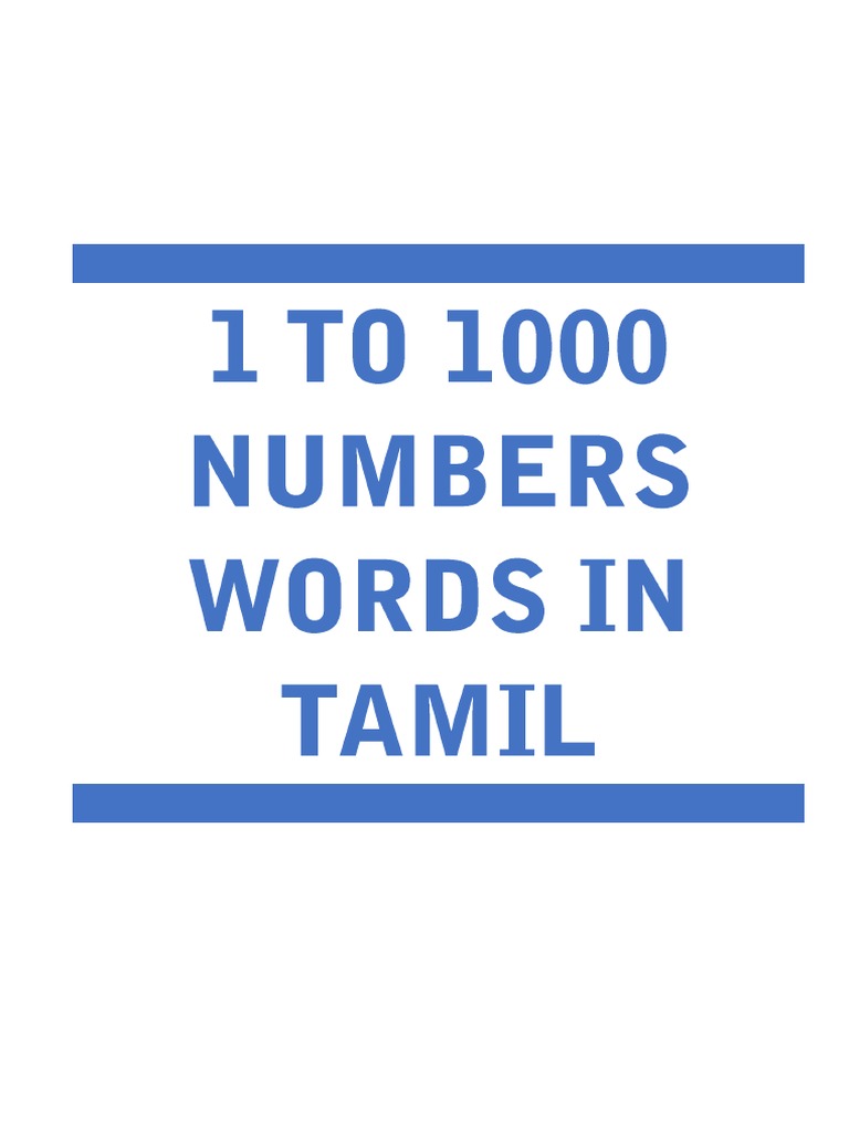 Instapdf In 1 To 1000 Numbers Words In Tamil 862 PDF