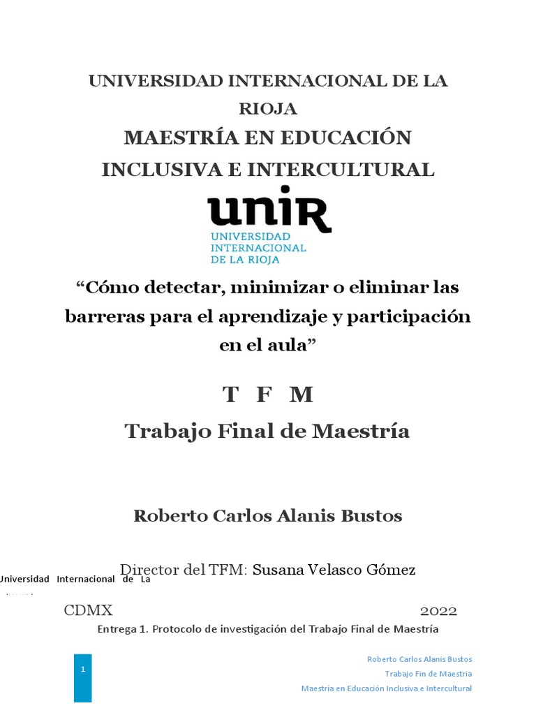 TFM - Roberto - Entrega 1 | PDF | Enseñando | Aprendizaje