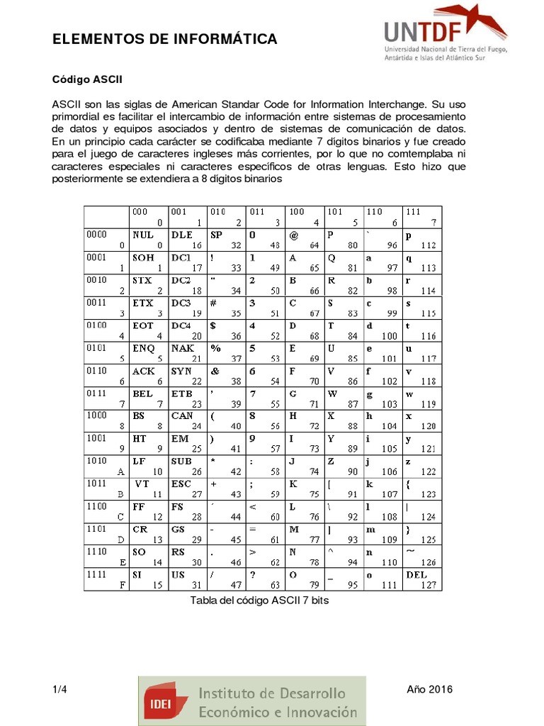 Tabla ASCII y EBCDIC | PDF