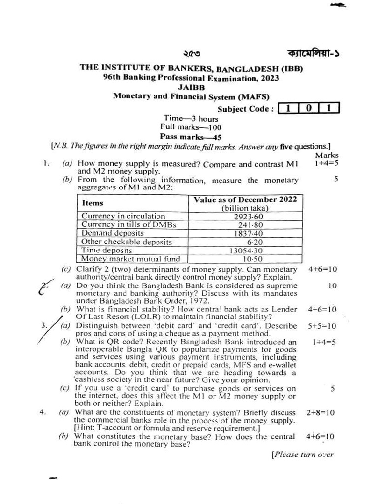 JAIBB 96th BPE Question | PDF