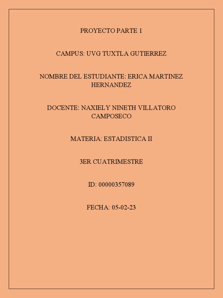 Estadistica 2 Proyecto | PDF