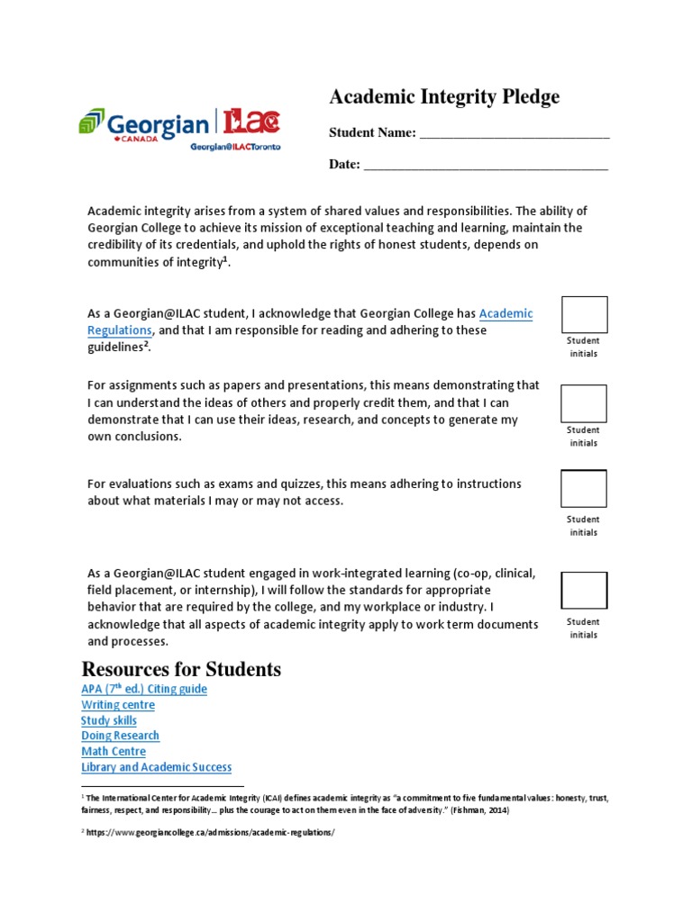 Academic Integrity Pledge GCILAC May 2023 | Download Free PDF | Academic Integrity | Integrity