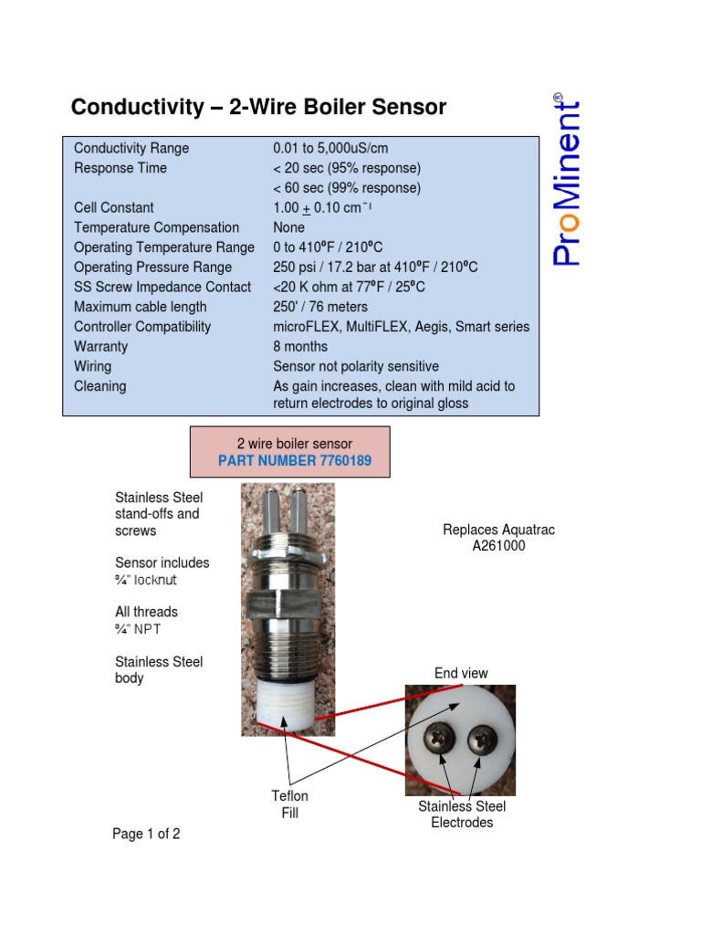 AEGIS - 1 - Sensor - Conductivity 2 Wire Boiler Sensor | PDF