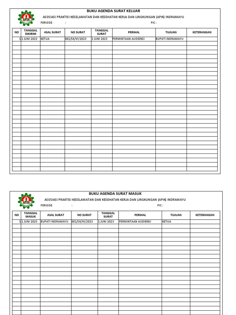 Log Book Surat Keluar Masuk | PDF