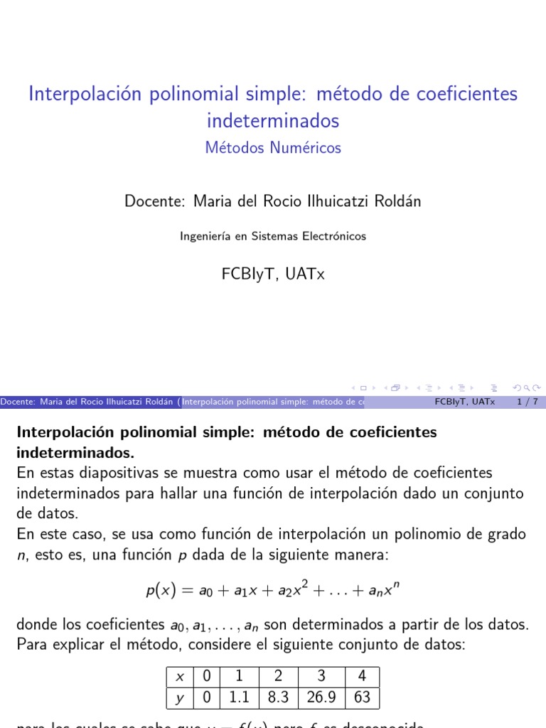 Interpolación Polinomial Simple | PDF | Ecuaciones | Conceptos matemáticos
