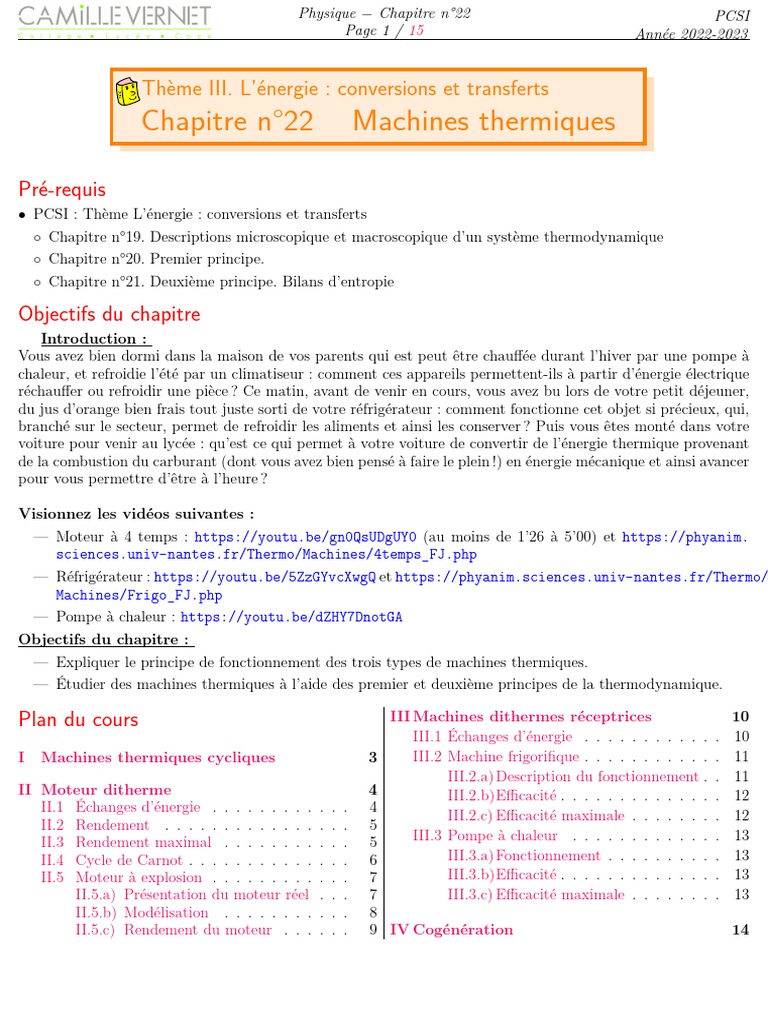 Machines thermiques : principes et fonctionnement | PDF | Chaleur ...