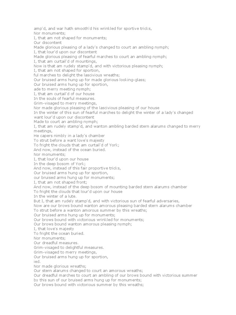 A Disconcret Poem - The Winter of Our Discontent | PDF