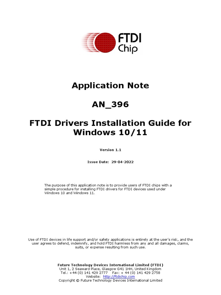 An 396 FTDI Drivers Installation Guide For Windows 10 11 | PDF