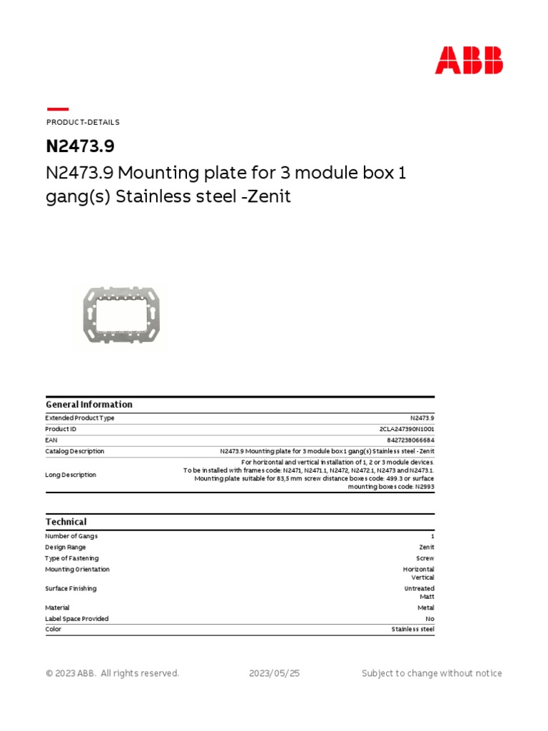 Stainless Steel Mounting Plate N2473.9 | PDF | Length | Physical Sciences