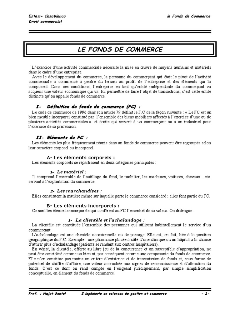 Fonds de Commerce à Casablanca | PDF | Sodles | Commerce