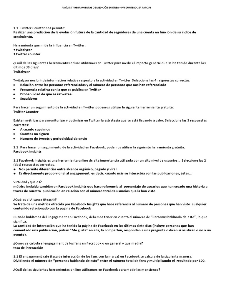 Preguntero An. y Herram. de Med. en Linea - Primer Parcial | PDF | Red mundial | Internet y web