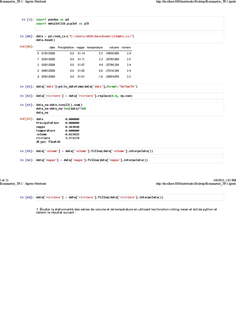 Econometrie - TP-2 - Jupyter Notebook | PDF