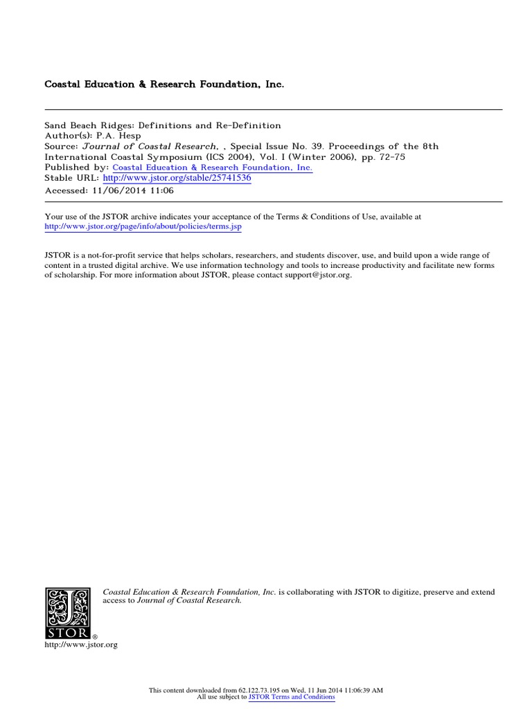 Sand Beach Ridges - Definitions and Re-Definition (HESP) | PDF