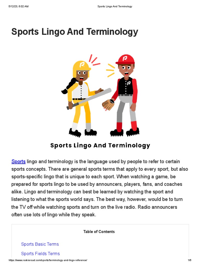 Sports Lingo and Terminology | PDF
