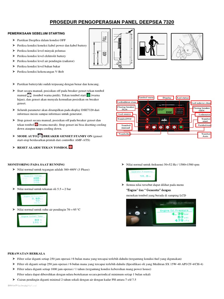 PROSEDUR PENGOPERASIAN PANEL DSE7320 CONTROLLER | PDF