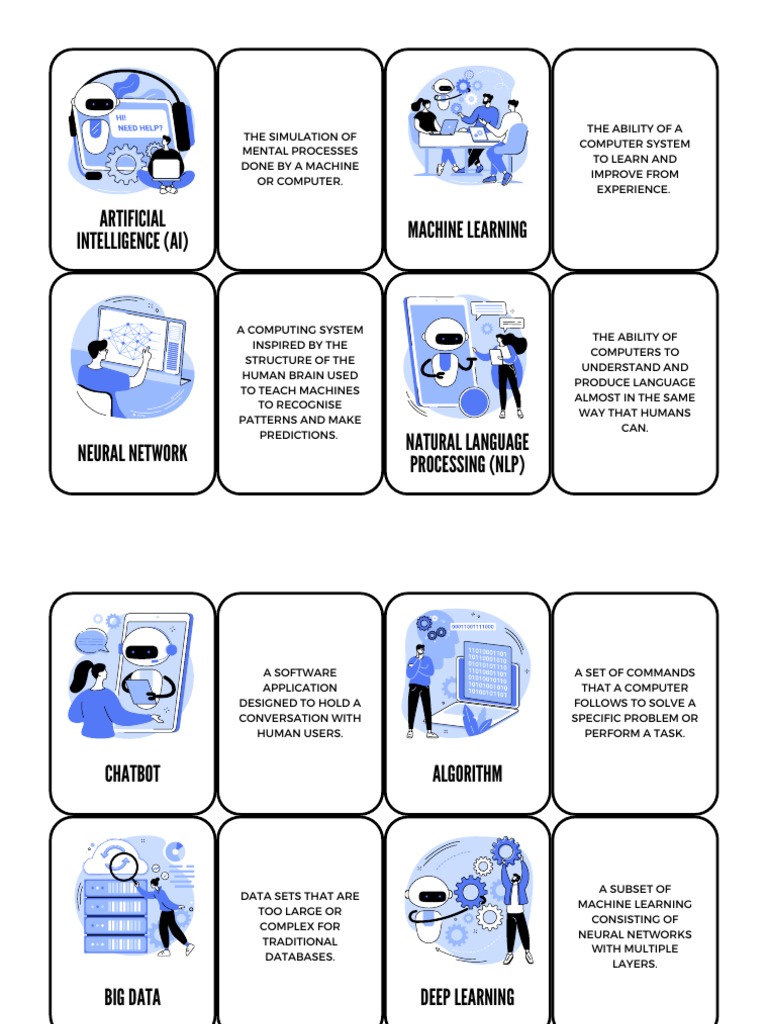 Blue & Black Artificial Intelligence Vocabulary Memory Game Flashcards ...