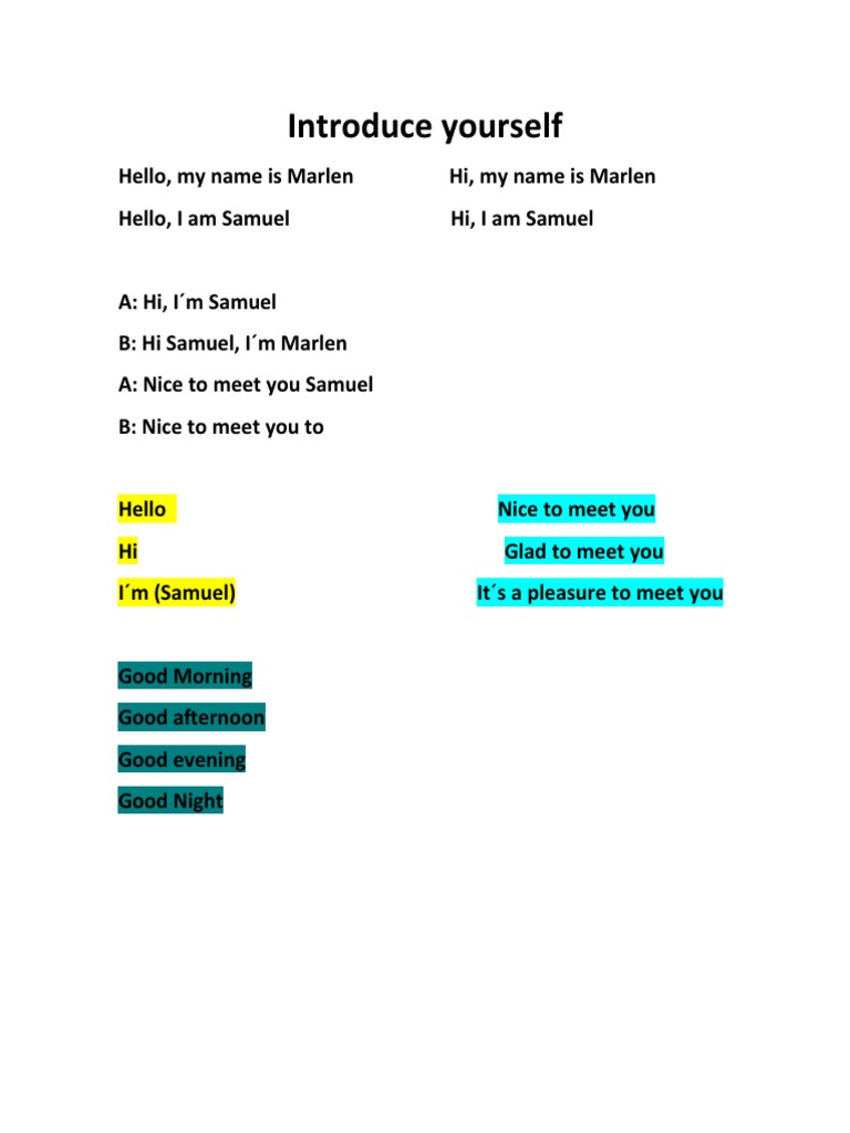 Introduce Yourself | PDF