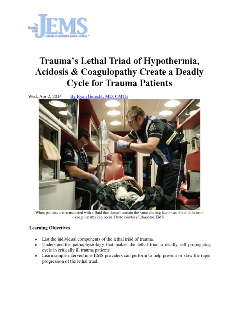 Trauma Lethal Triad | PDF | Bleeding | Coagulation