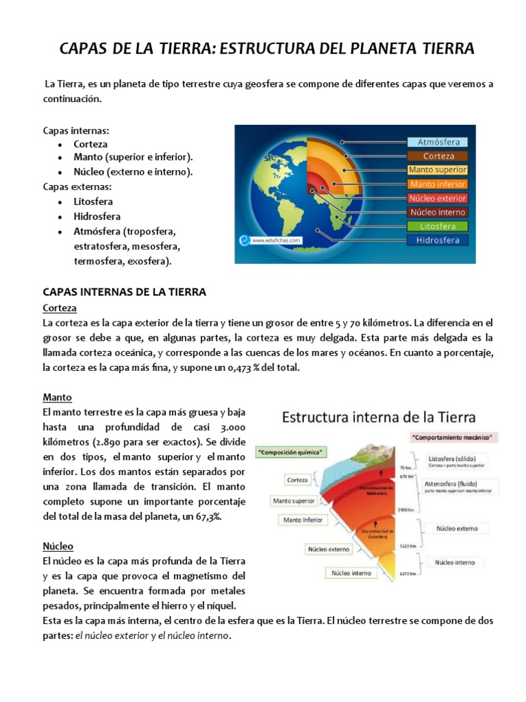 Estructura y Capas de la Tierra | PDF
