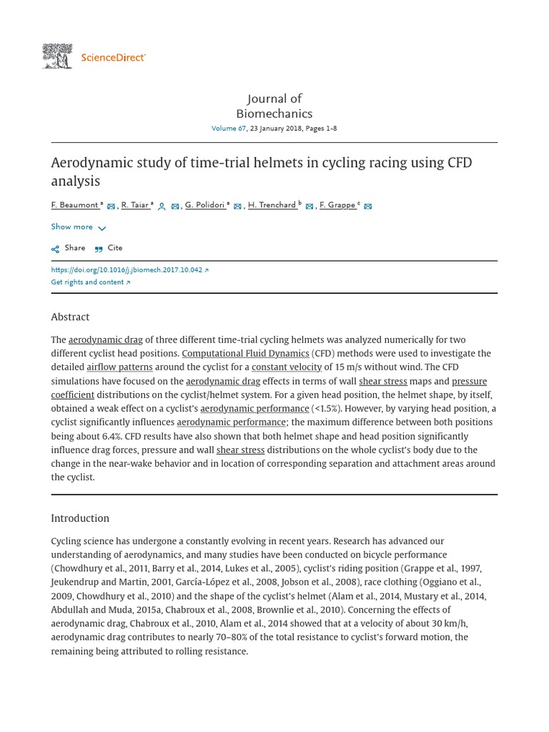 Aerodynamic Study of Time-Trial Helmets in Cycling Racing Using CFD ...