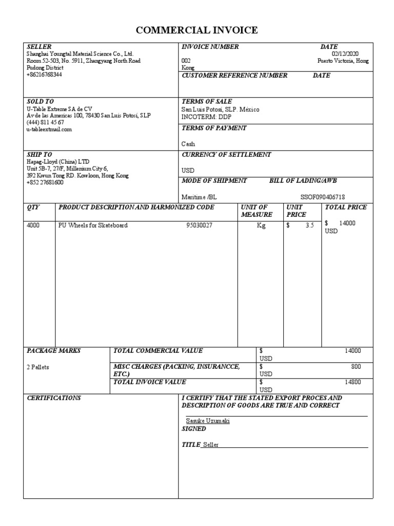 Commercial Invoice | PDF | Economies | Trade