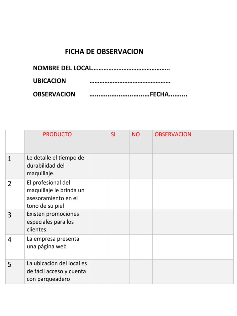 Ficha de Observacion | PDF
